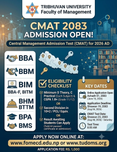 TU CMAT Notice 2083 (2026) Open: Apply Online for BBA, BBM, BIM
